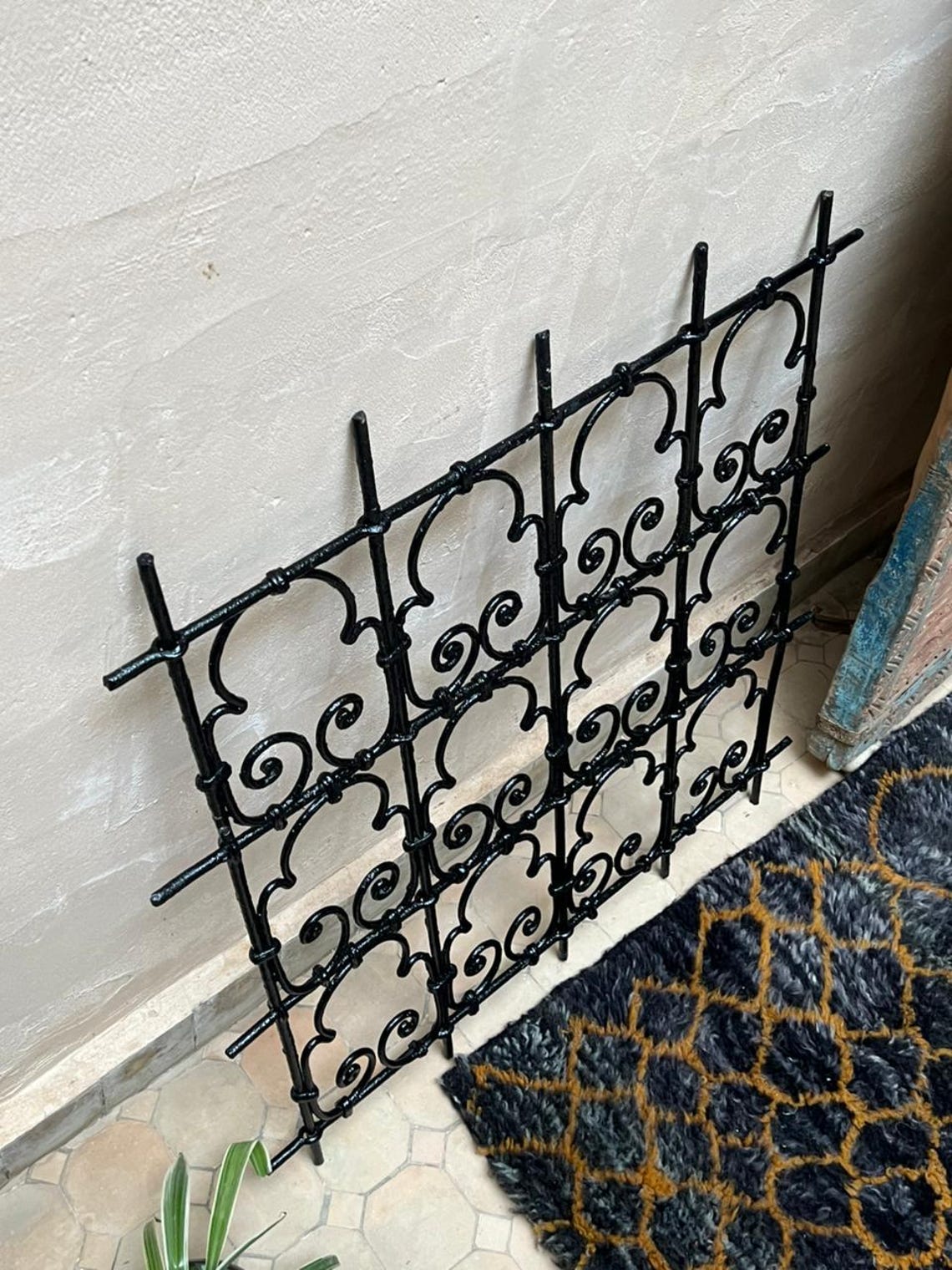 Hand-forged Moroccan Iron Window Grill: Boho Wrought Iron Wall Decor - Etsy
