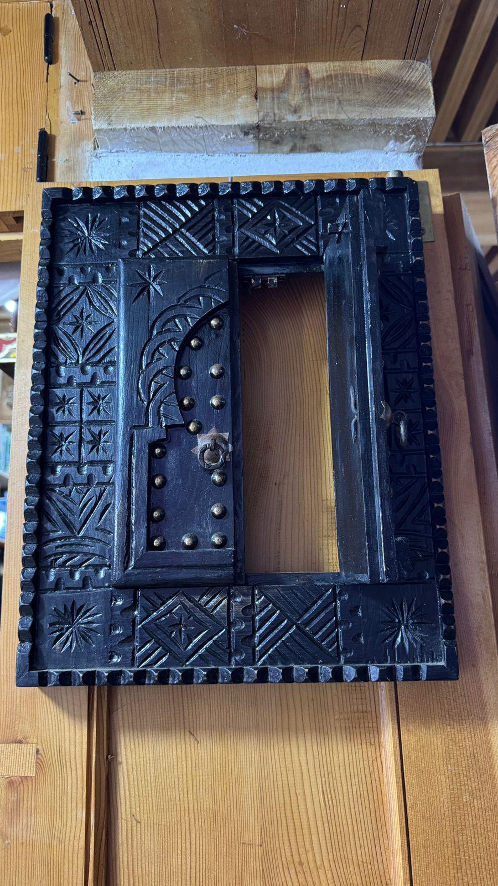Handcrafted Moroccan Cedar Wood Window Frame: Wall Decor, Mirror, or ...