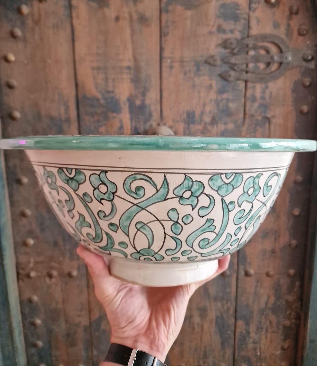 Handmade Moroccan Ceramic Sink: Tree Leaf Design, Bathroom Washbasin - Etsy