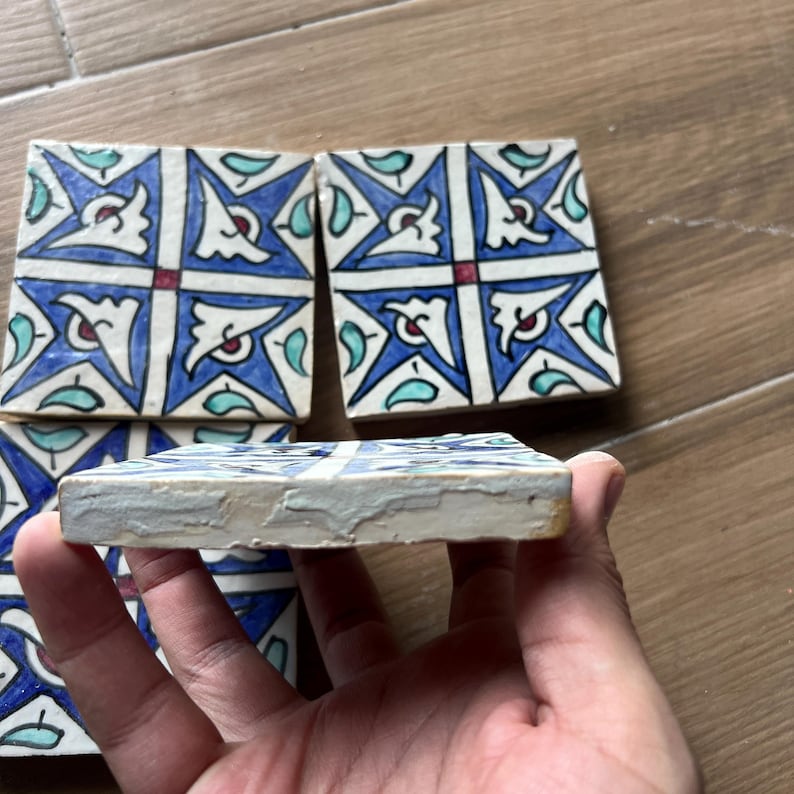 Handmade Moroccan Zellige Tiles: 4" Ceramic Decor - Etsy