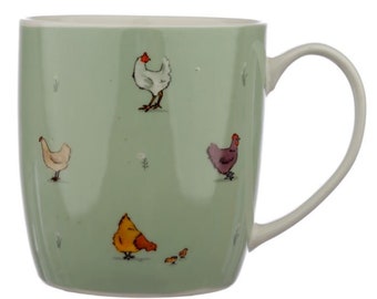 Chicken Mug Country Kitchen Mug Two Chickens Mug - Etsy UK