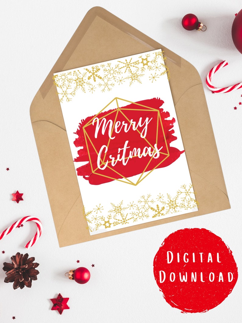 Printable DND Christmas Card | Merry Critmas | Dungeons and Dragons ...