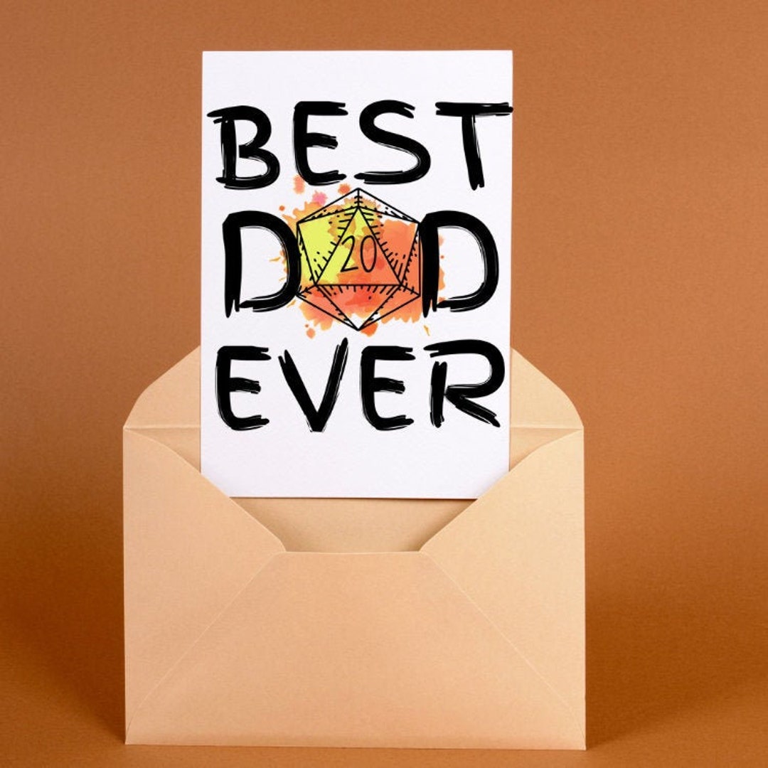 DND Father's Day Card | Best Dad Ever | Dungeons and Dragons Watercolor ...