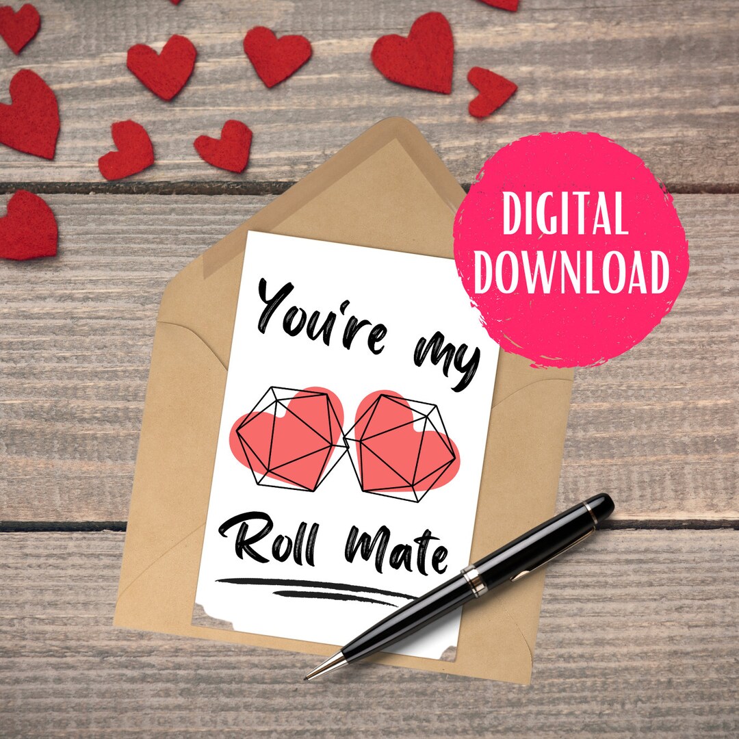 DIGITAL DOWNLOAD | You're My Roll Mate | Dungeons and Dragons Card ...