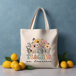 Personalized Teacher Tote Bag, Teacher Book Bag, Personalized Gift for ...