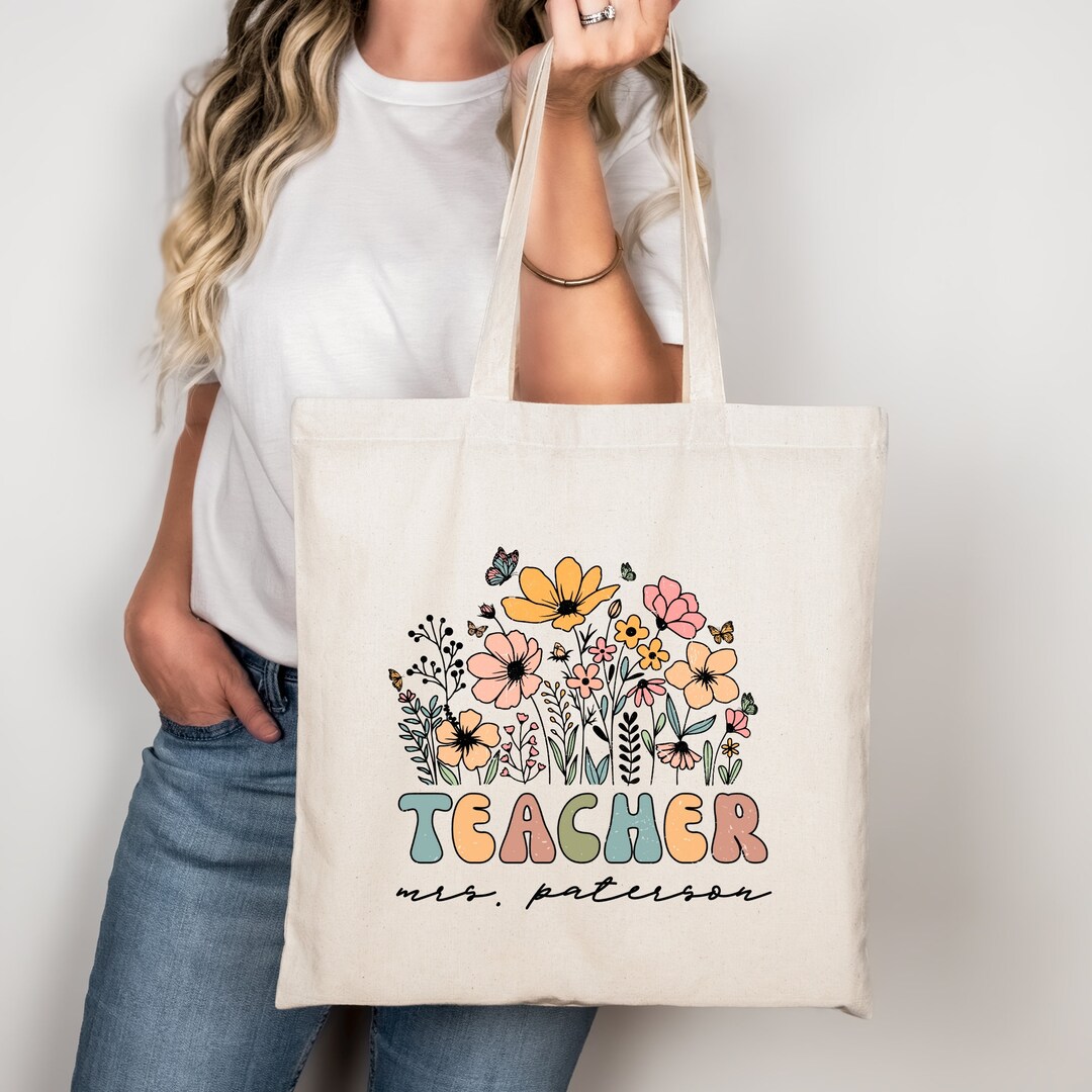 Personalized Teacher Tote Bag, Teacher Book Bag, Personalized Gift for ...