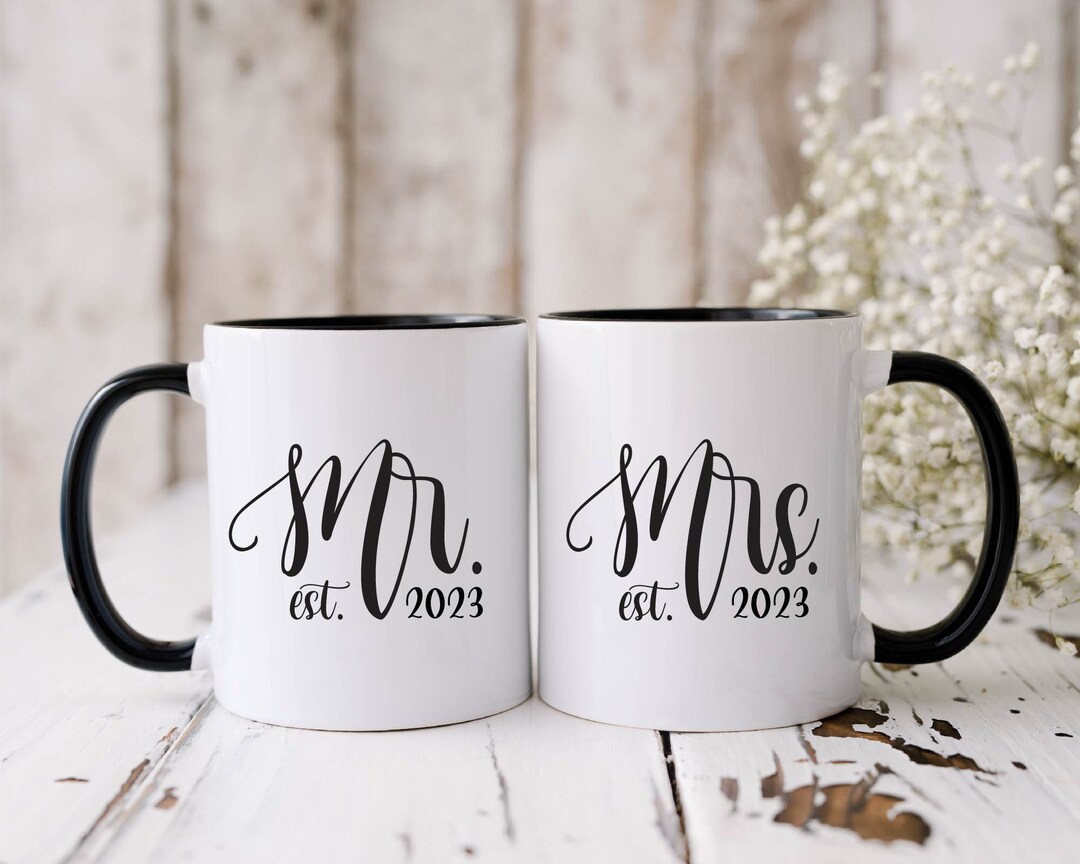Personalized Wedding Mugs Mr and Mrs Mugs Couples Ceramic - Etsy