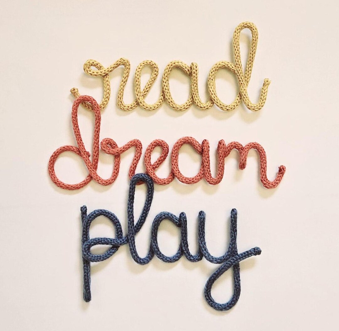 Knitted Wool and Wire Words, Baby Nursery Decor, Kids Bedroom ...