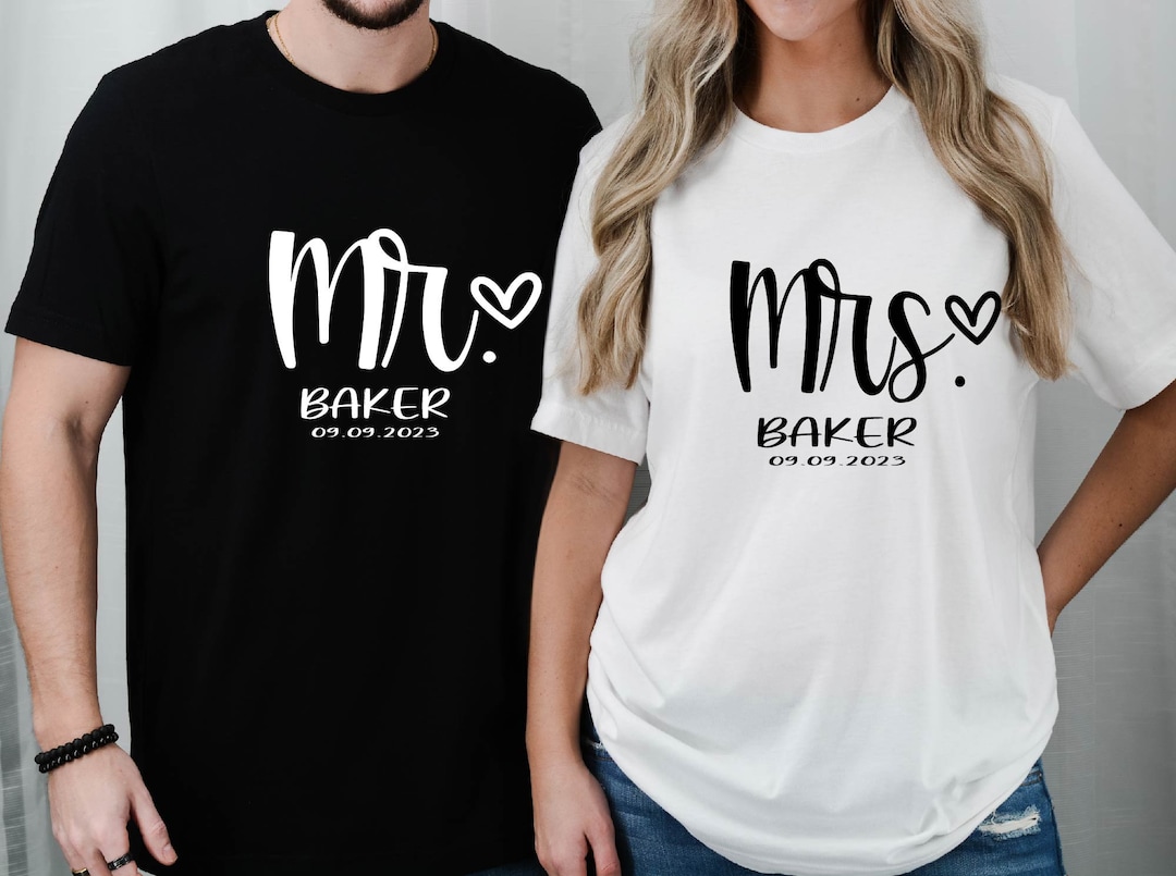 Mr and Mrs T Shirts, Personalized Mr and Mrs Wedding T Shirts, Newlywed ...