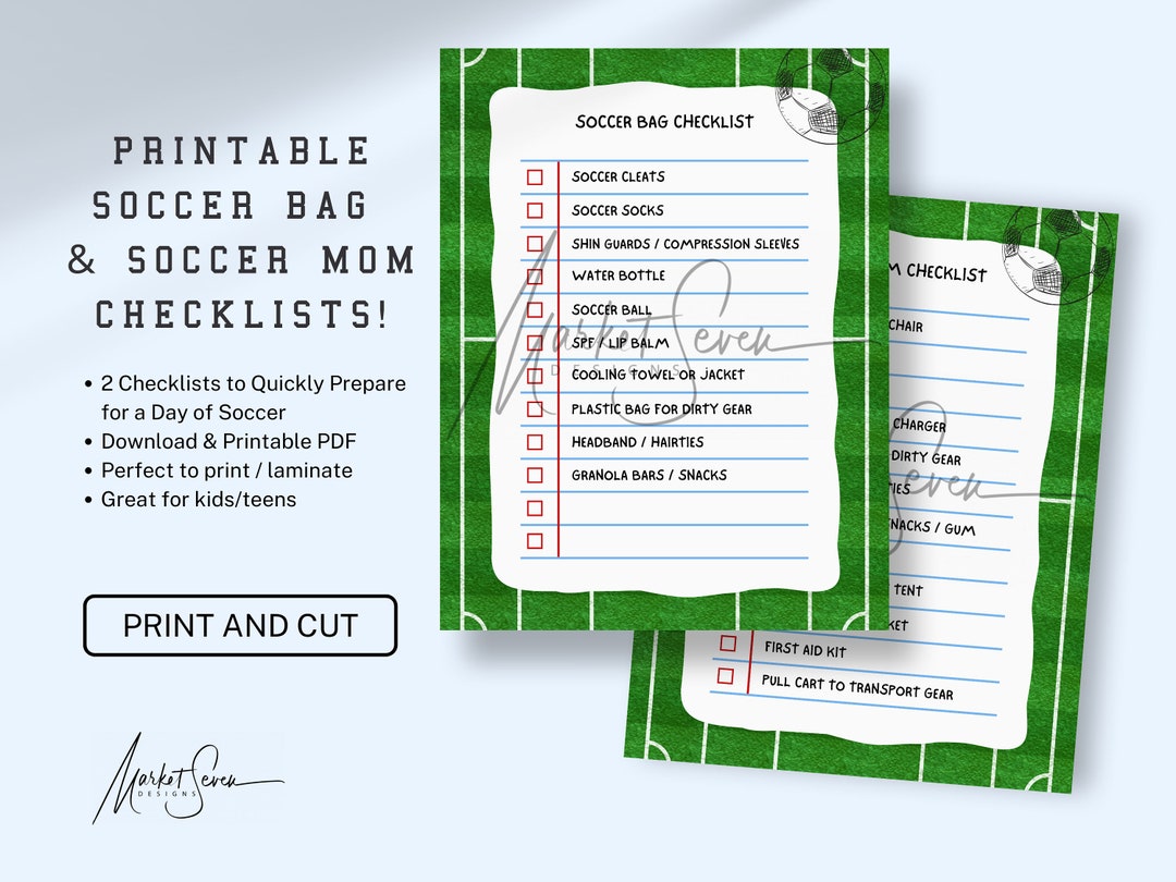 Soccer Mom / Soccer Bag Printable Checklists - Etsy