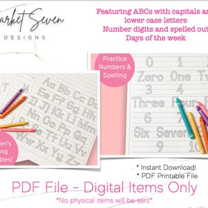 Alphabet / Number & Days of the Week Tracing PRINTABLES! PDF File ONLY ...