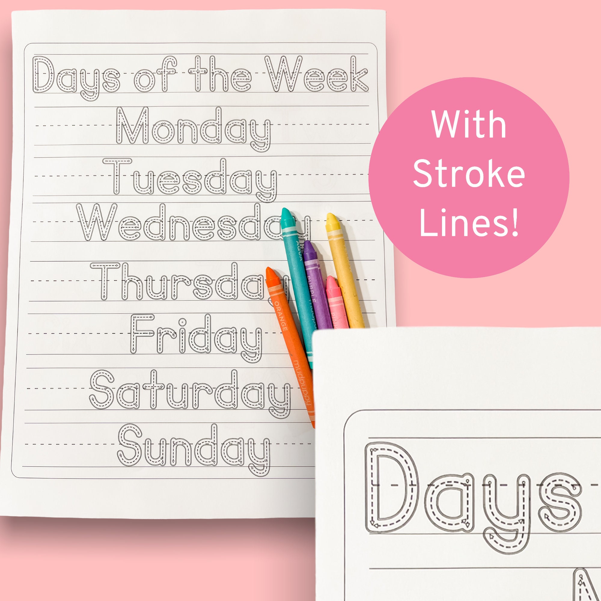 Alphabet / Number & Days of the Week Tracing PRINTABLES PDF File ONLY ...