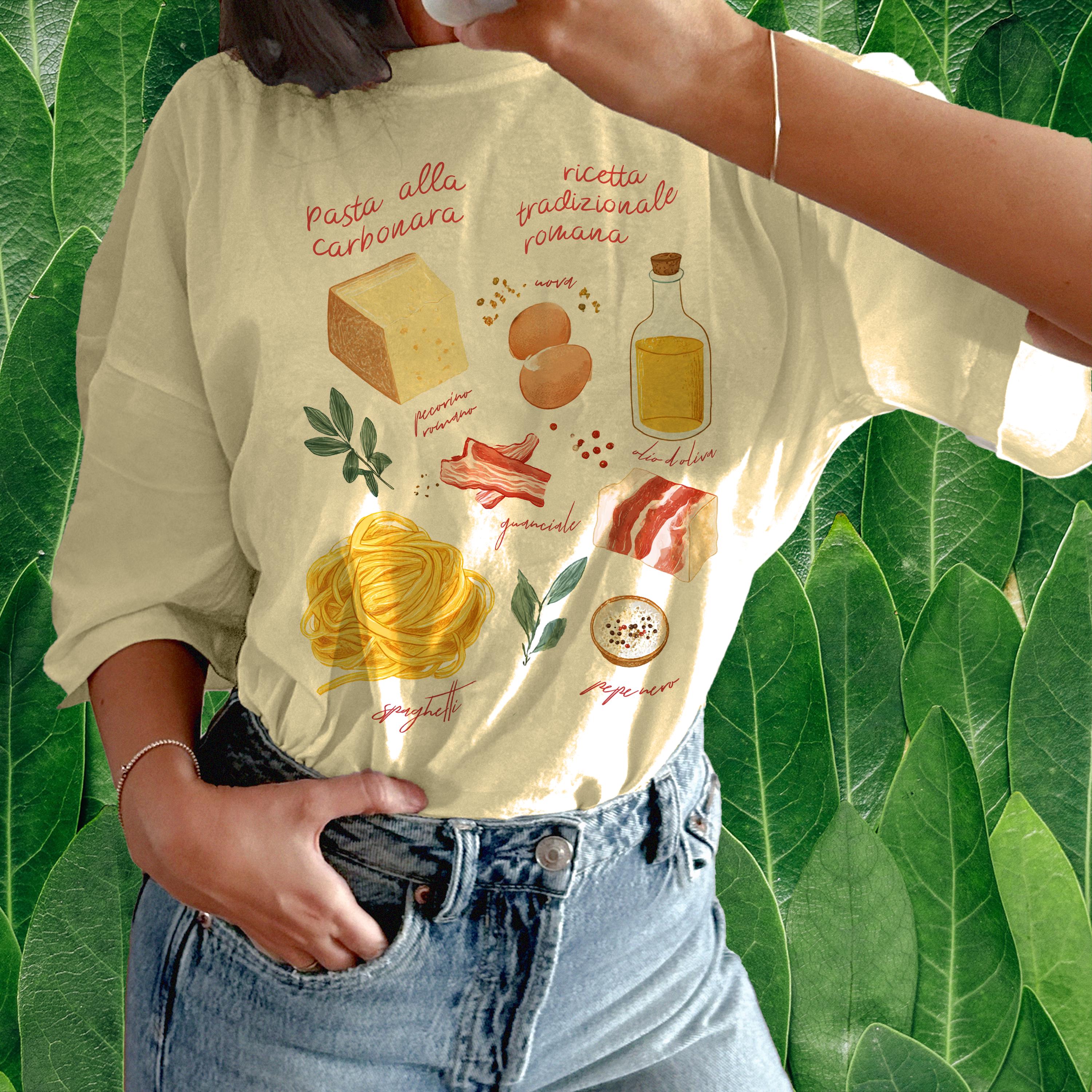 Carbonara Recipe T-shirt: Italian Pasta Ingredients, Foodie Tee - Etsy