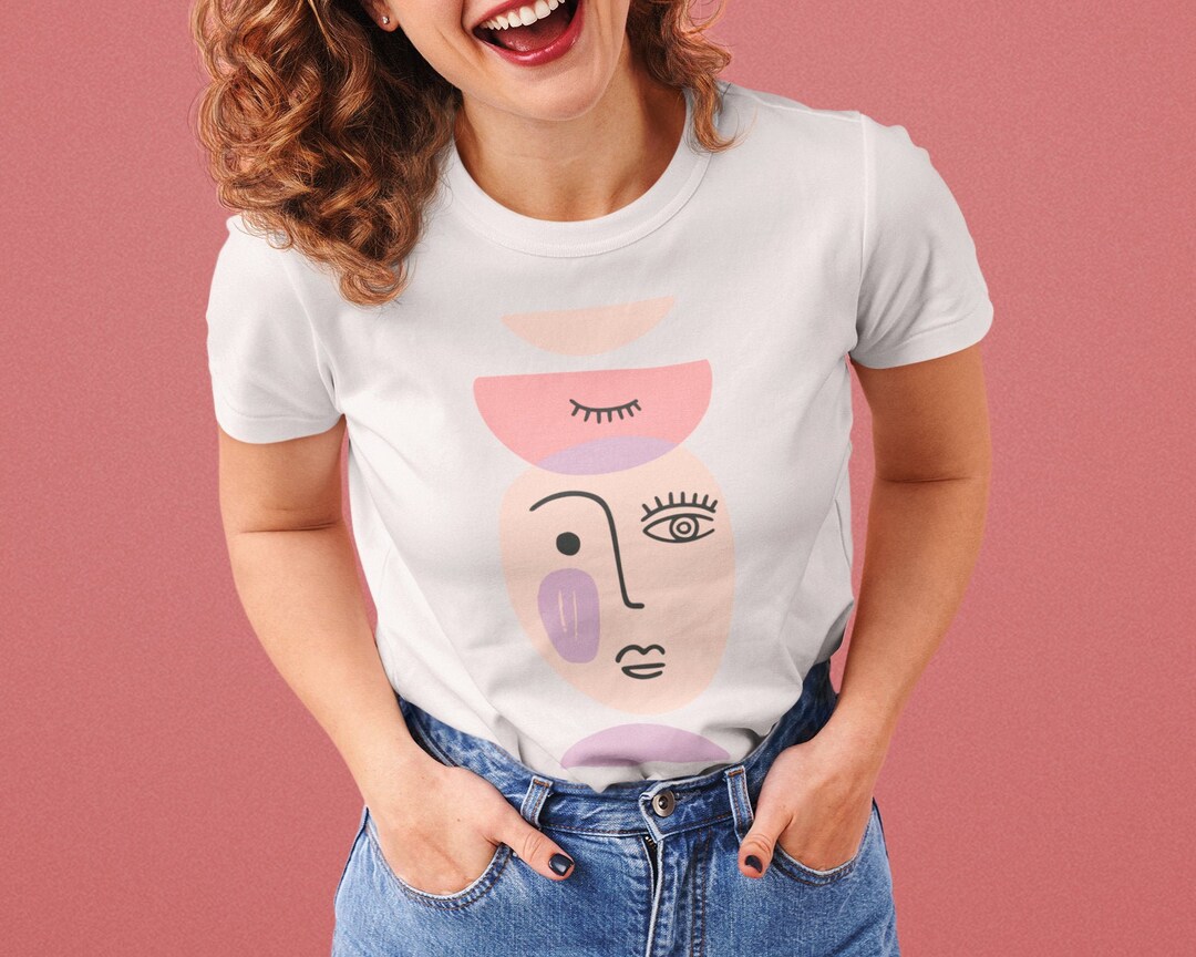 Abstract Face T-shirt: Minimalist Line Art, Soft Cotton Tee - Etsy
