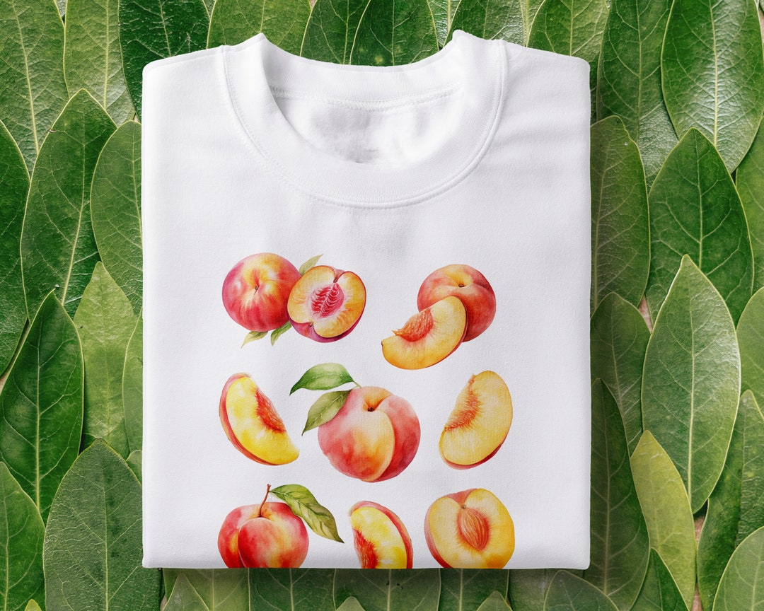 Peach Graphic T-shirt: Vintage Fruit Design, Soft Ringspun Cotton - Etsy