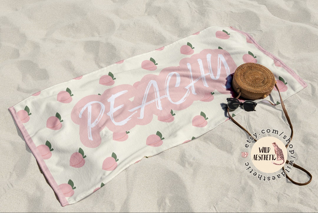 Custom Slogan Beach Towel Peachy Beach Towel, Fruit Pattern Towel - Etsy