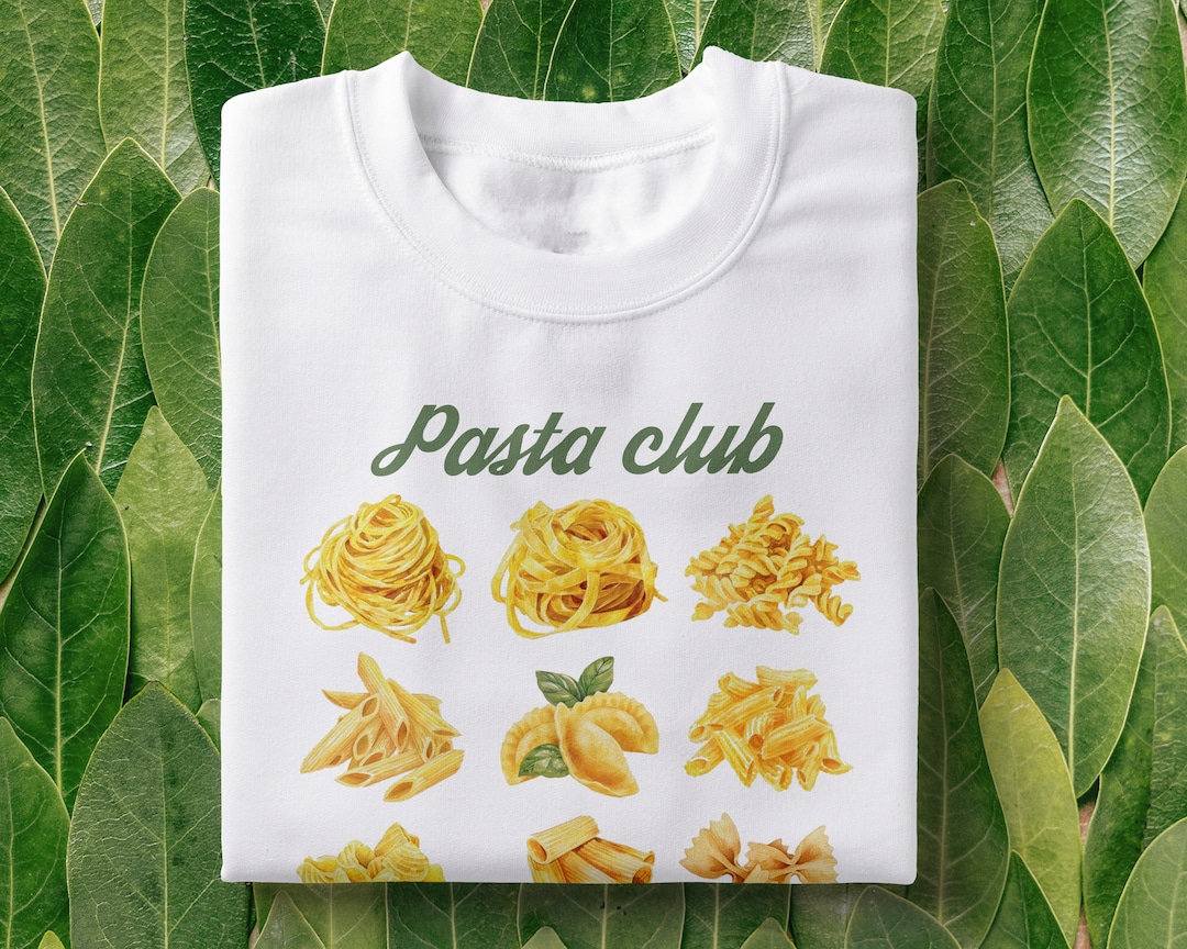 Pasta Club T-shirt: Italian Food Lover, Pasta Shapes Illustration - Etsy