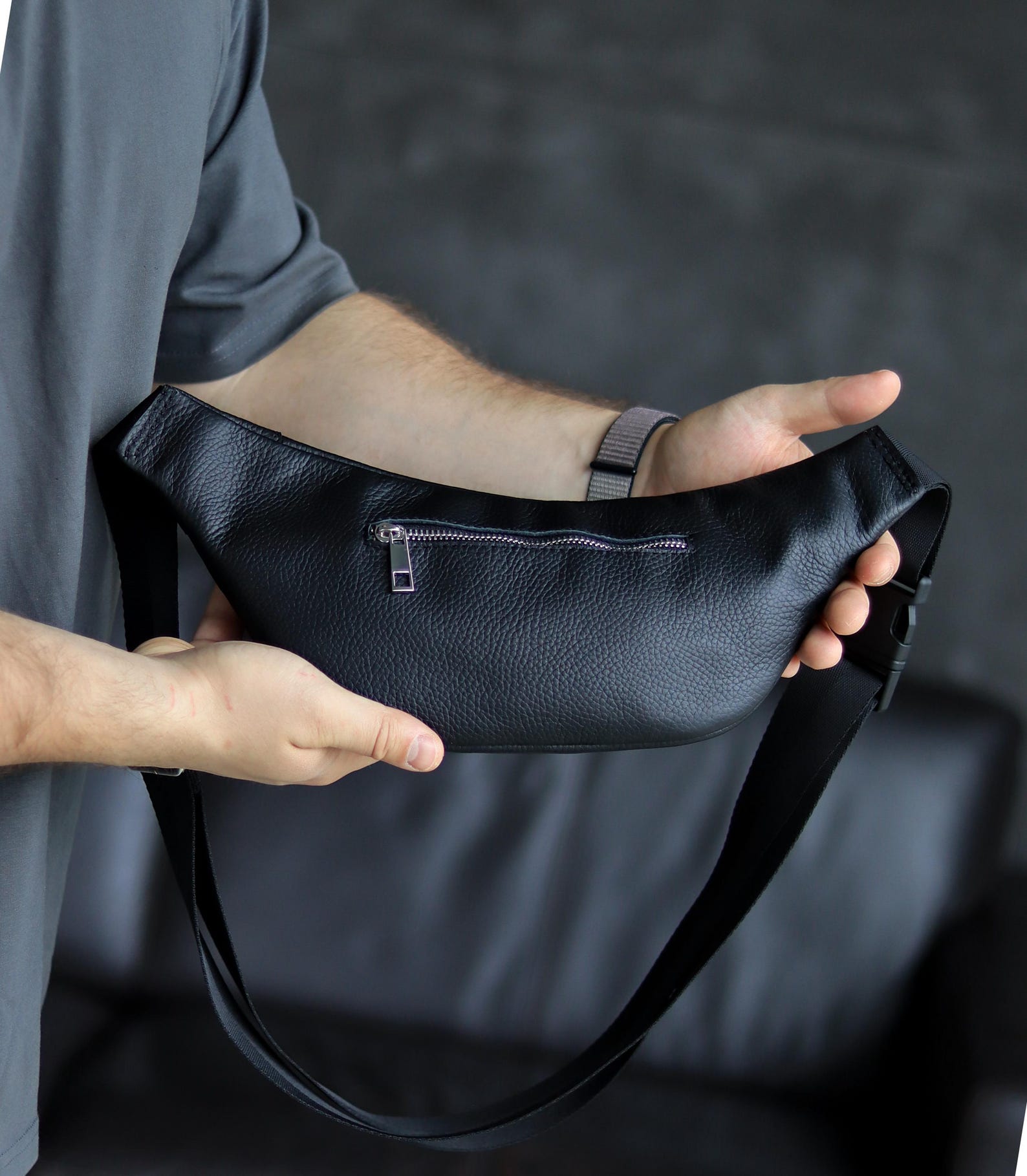 Handmade Fanny Pack, Leather Mens Crossbody Belt Bag, Custom Chest Bag ...