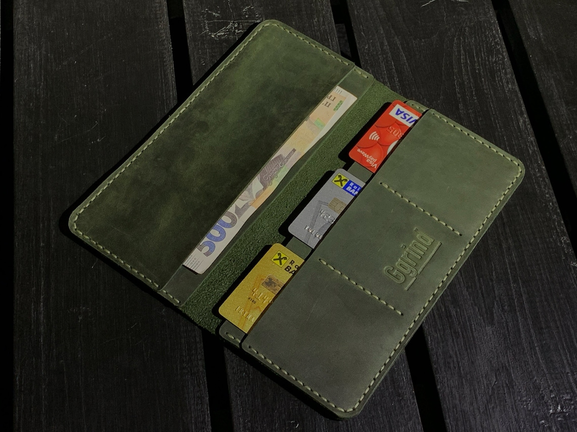 Long Wallet, Man Long Leather Wallet, Personalized Long Bifold Wallet ...