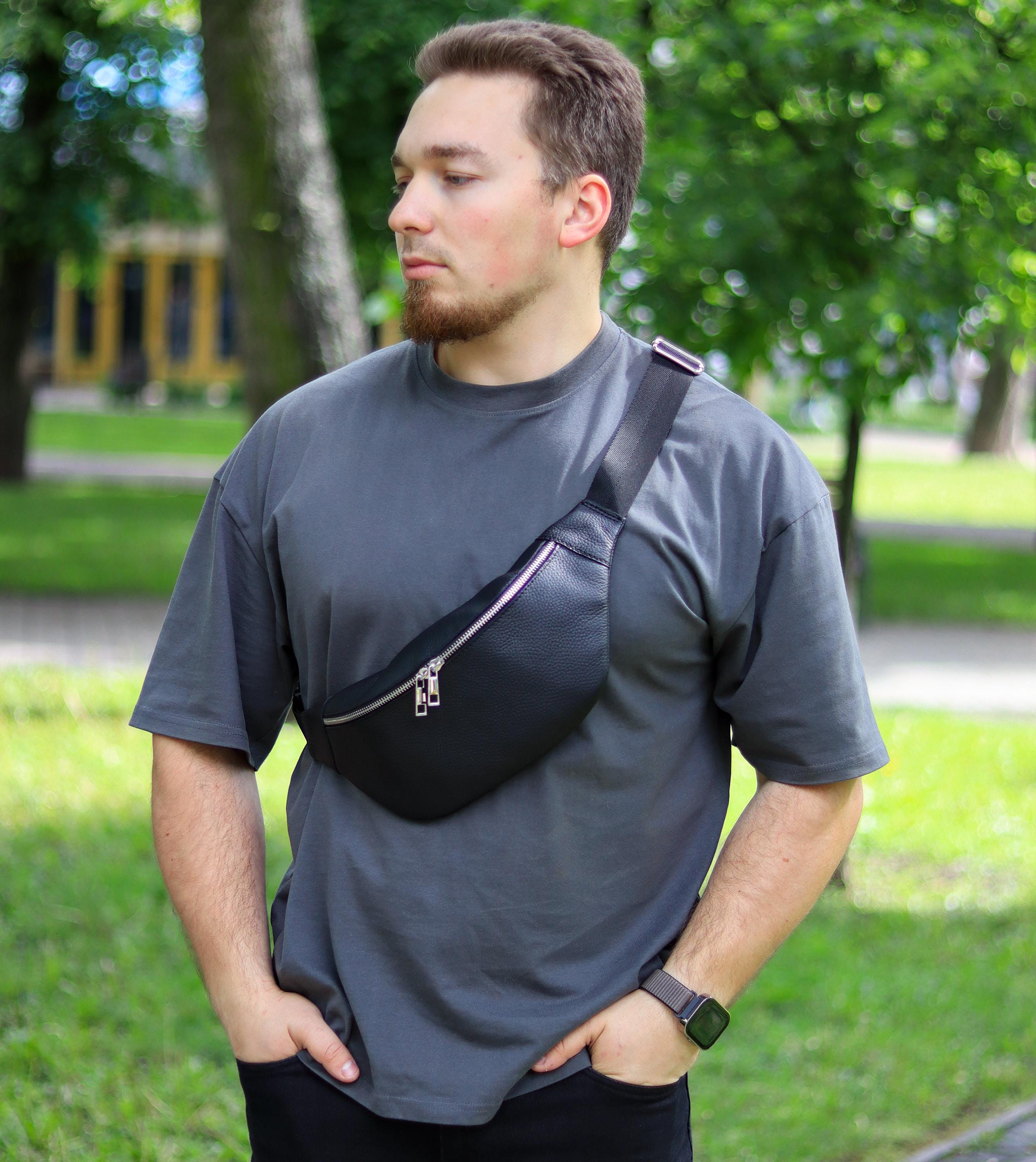 Handmade Fanny Pack, Leather Mens Crossbody Belt Bag, Custom Chest Bag ...