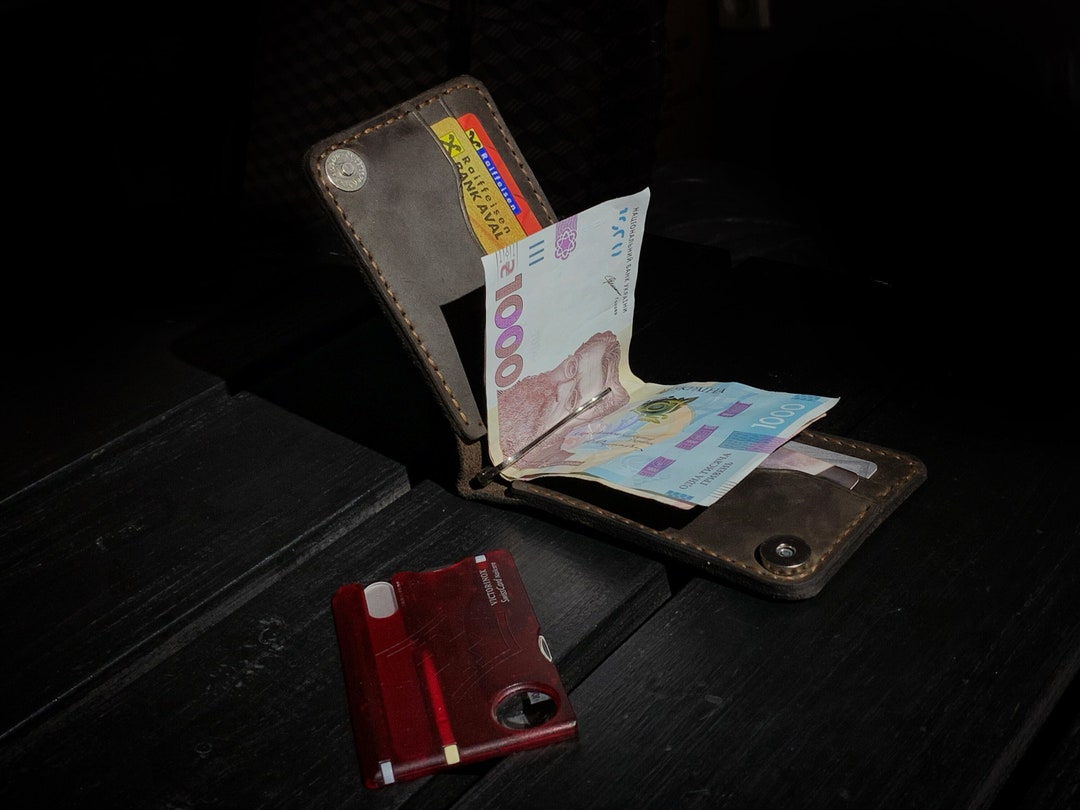 Brown Money Clip Wallet, Unique Clip Wallet, Minimalist Wallet, Slim ...