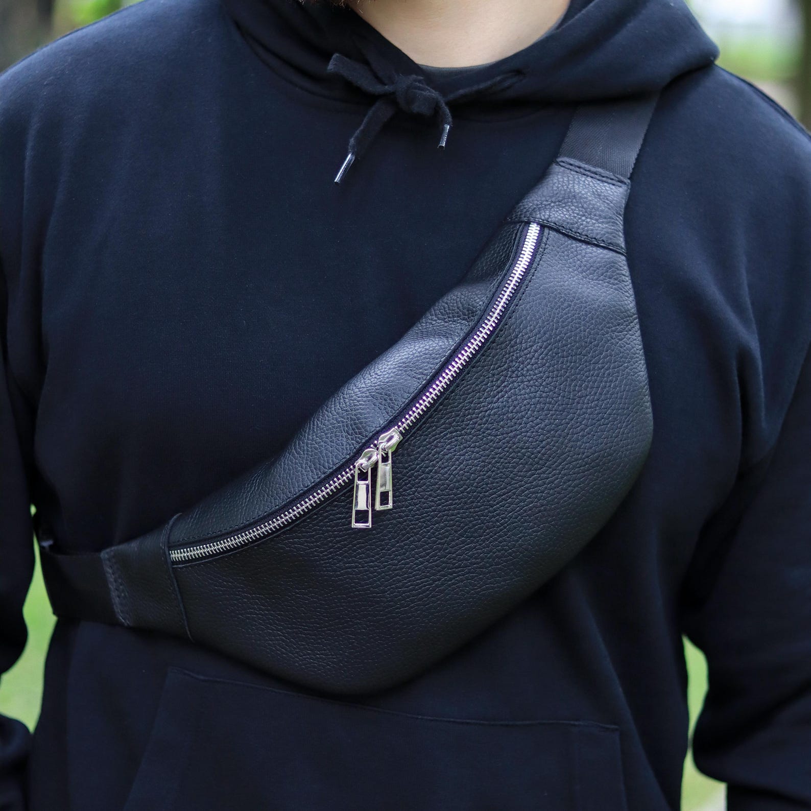 Handmade Fanny Pack, Leather Mens Crossbody Belt Bag, Custom Chest Bag ...