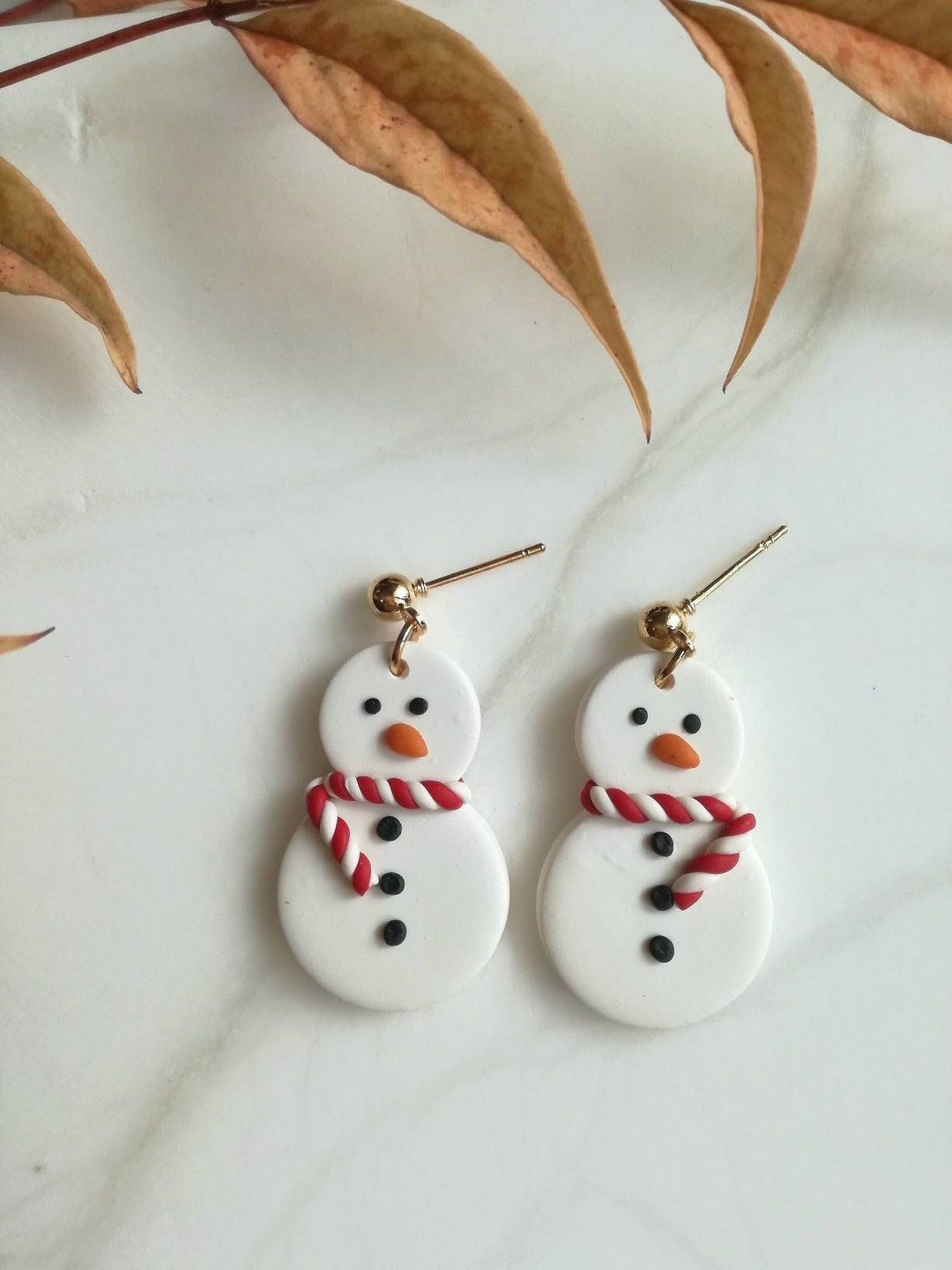 Snowman Earrings, Polymer Clay Earrings, Christmas Clay Earrings ...