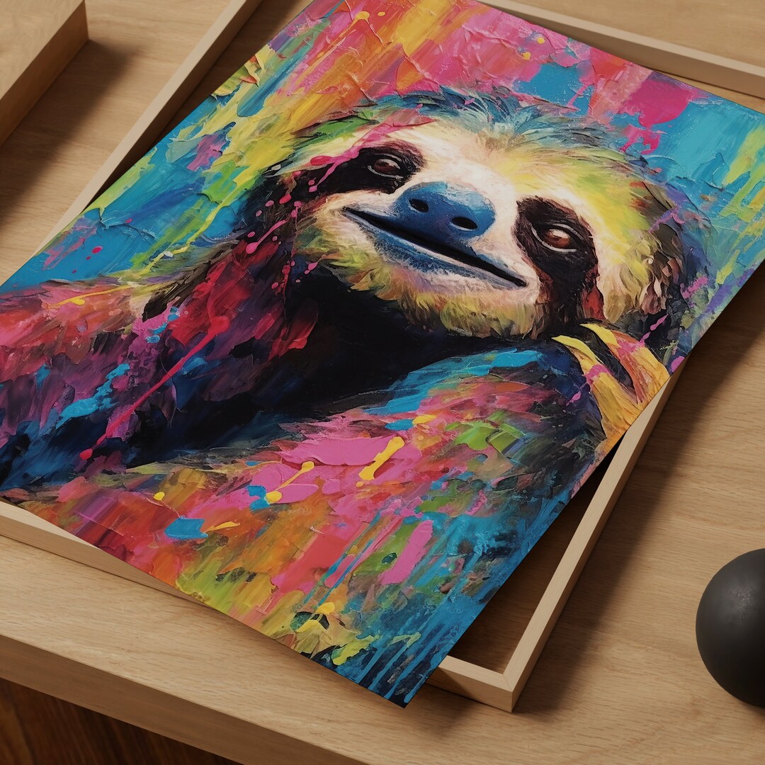Sloth Rainbow Mosaic Art Print, Jungle Art, Bedroom, Modern Room Wall ...