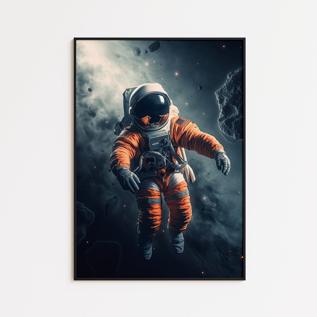 Floating Astronaut Art Print, Nasa Space Photo, Spaceman Poster, Cool ...