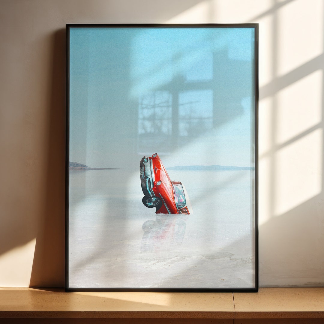 Fallout Vibes Art Print, Classic Americana Wall Art, Red Vintage Car ...
