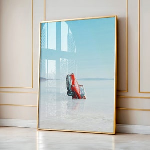 Fallout Vibes Art Print, Classic Americana Wall Art, Red Vintage Car ...