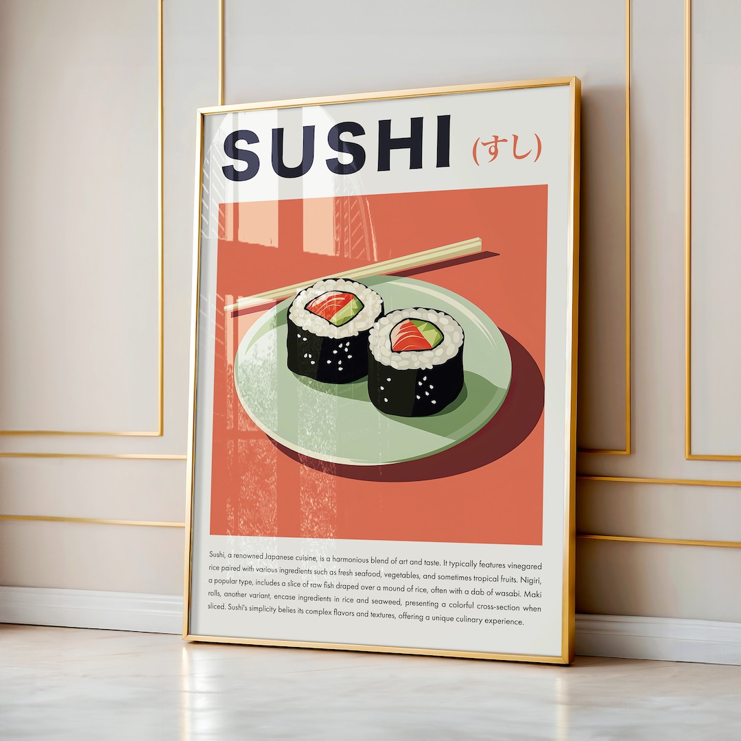Sushi Art Print, Japanese Food Wall Art, Asian Cuisine Poster, Lofi ...
