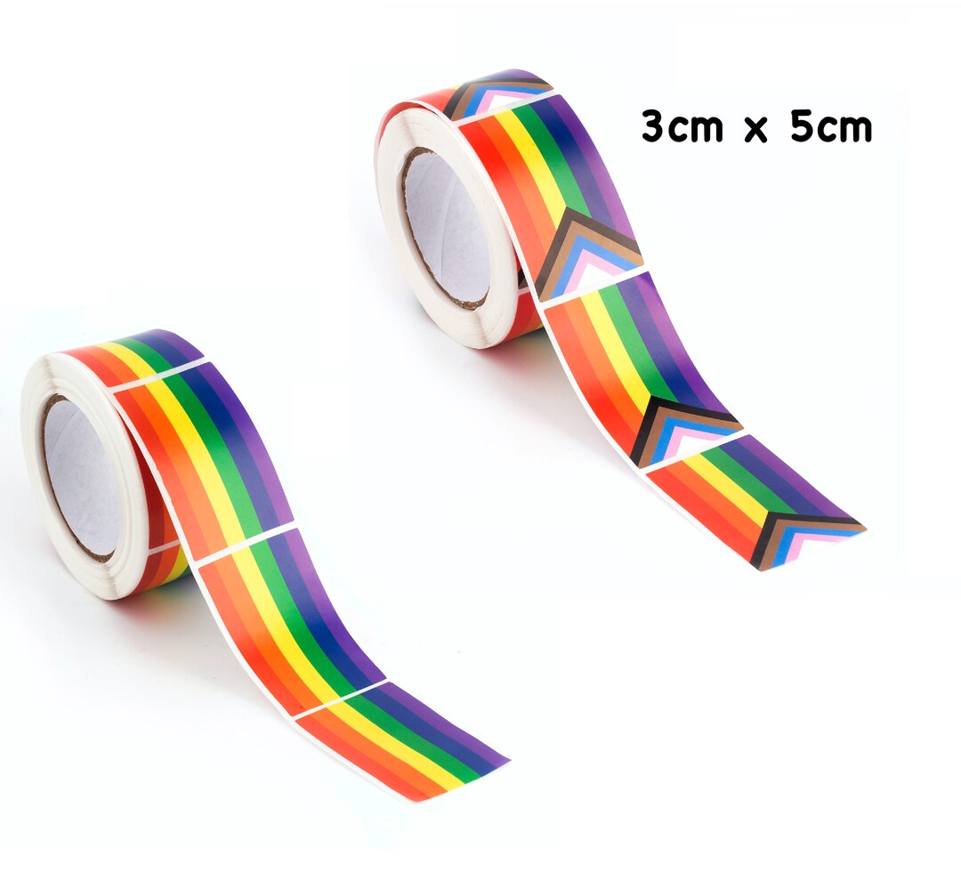 LGBT Progress Pride Stickers Labels, Rectangular Gay Rainbow, Self ...