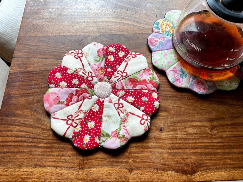Downloadable PDF Sewing Pattern Patchwork Flower Trivet - Etsy