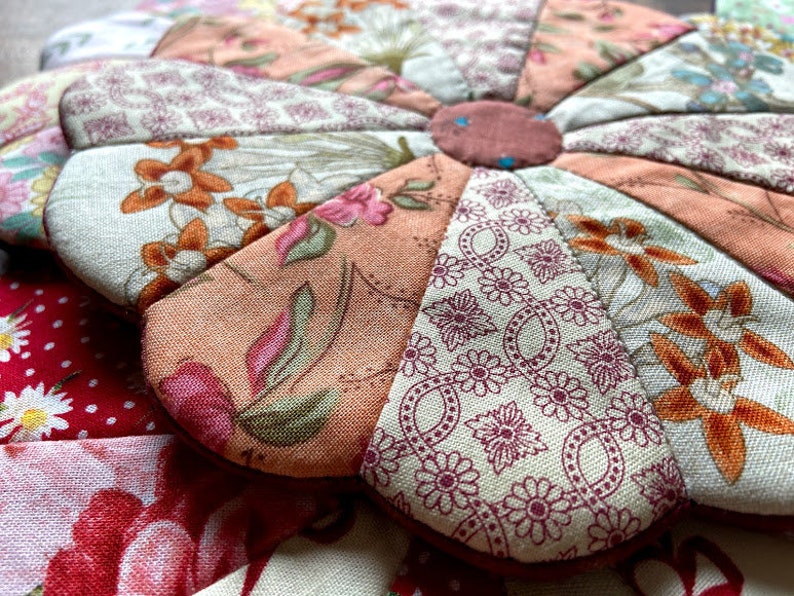 Downloadable PDF Sewing Pattern, Patchwork Flower Trivet, Coaster ...