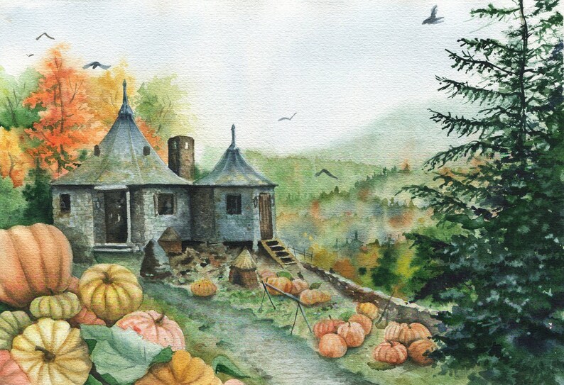 Hagrid's hut giclee print from original watercolor | Etsy