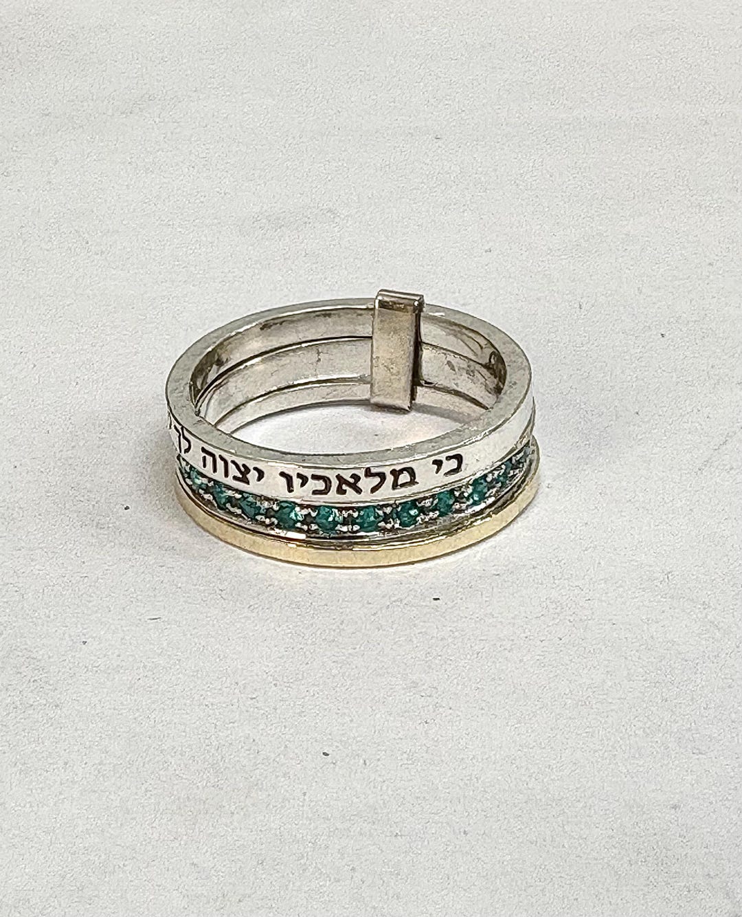 The Angels of God Will Protect You All Your Ways,spinner Ring, 9K Gold ...