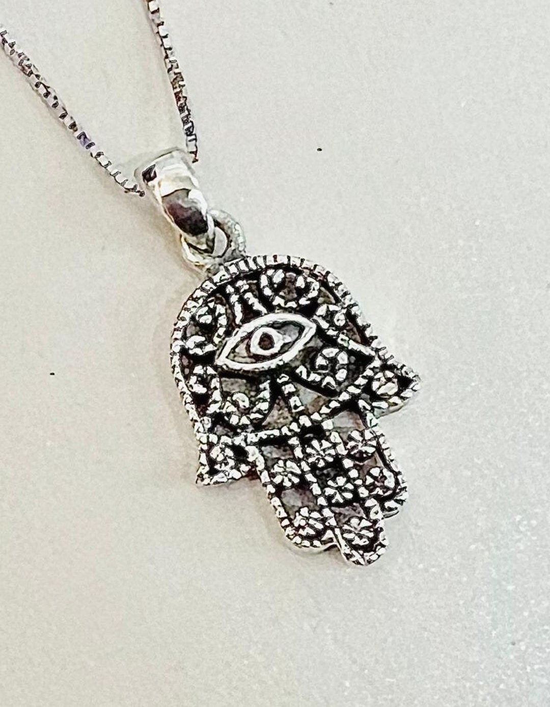 Hamsa Protection Pendant Necklace, 925 Sterling Silver Pendant, Jewish ...
