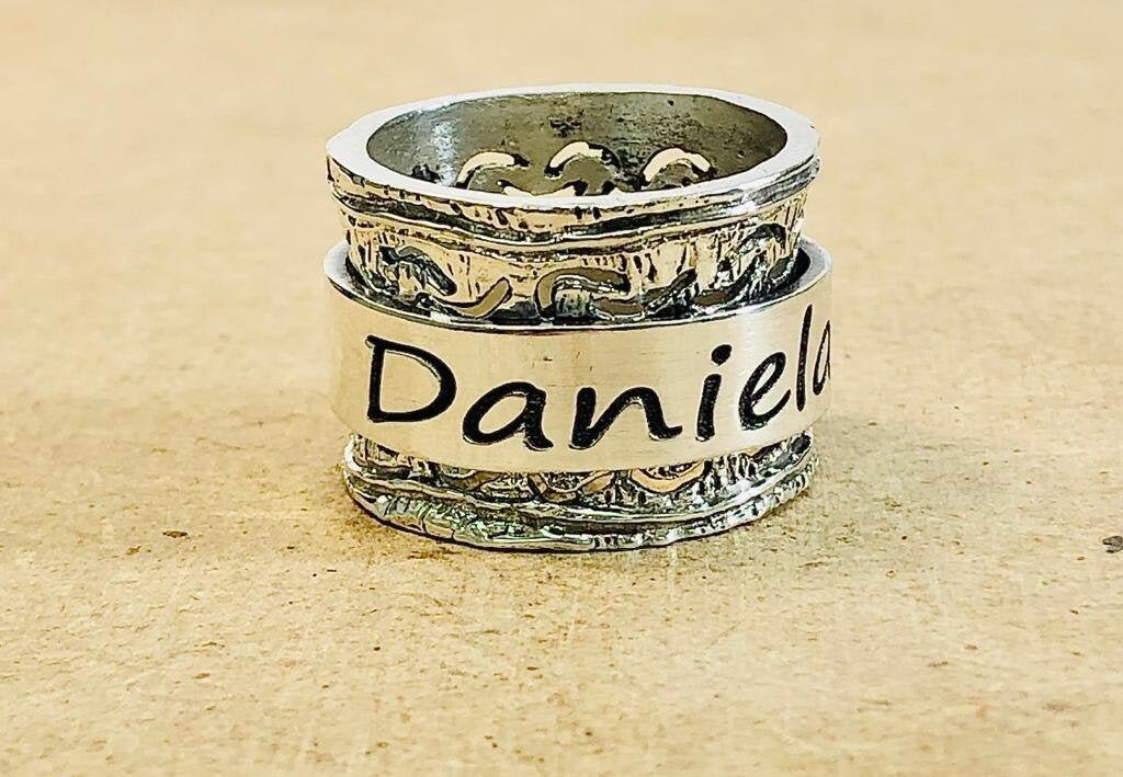 Sterling Silver Name Ring Engraved Name Ring Personalized | Etsy