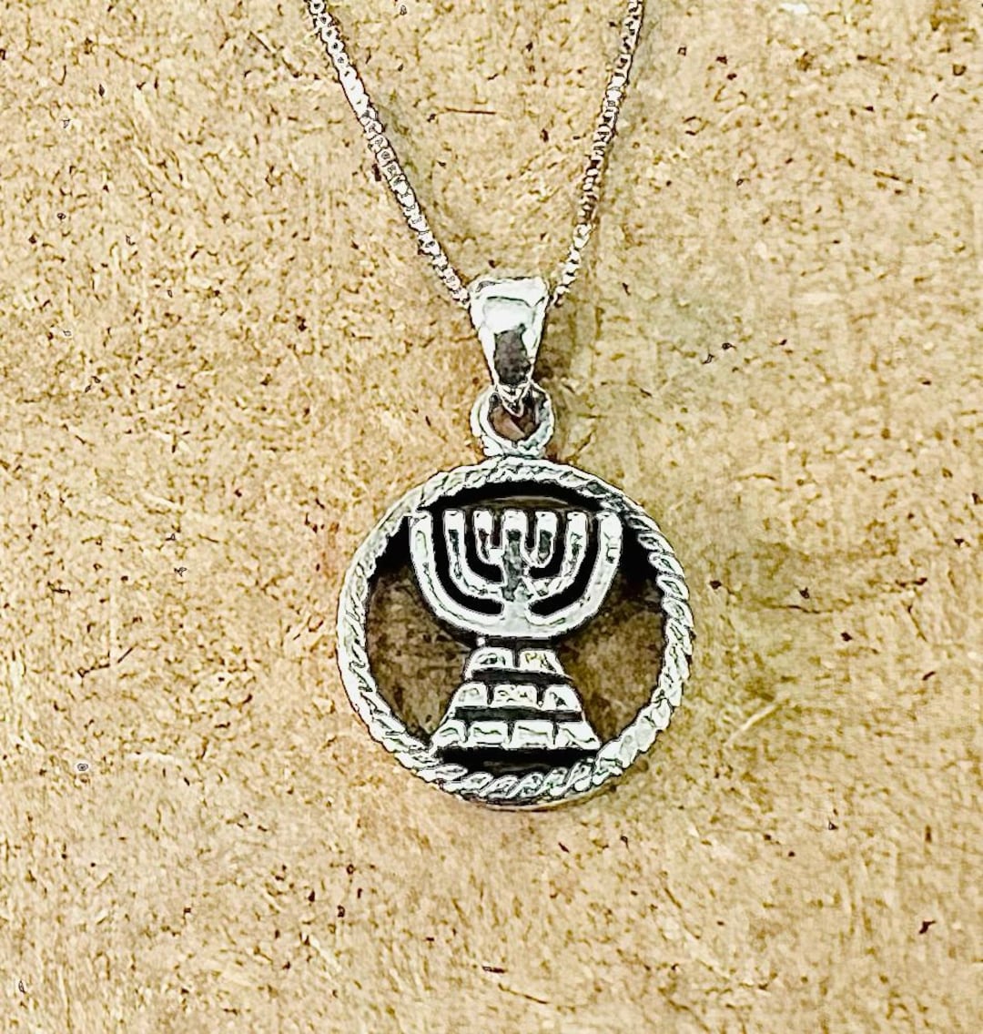 Menorah Necklace, 925 Sterling Silver Necklace, Judaica Jewelry ...