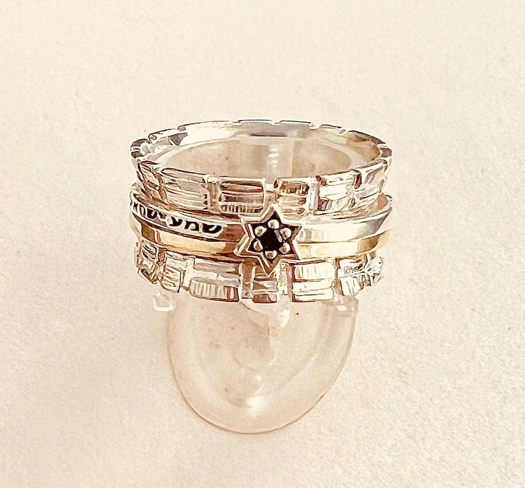 Shema Israel Ring, 9K Gold and Silver Jewish Ring, Kabbalah Ring, Hear ...