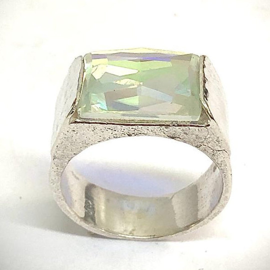 Silver Rainbow Quartz Ring for Women, Multicolor Quartz Ring, Gemstone ...