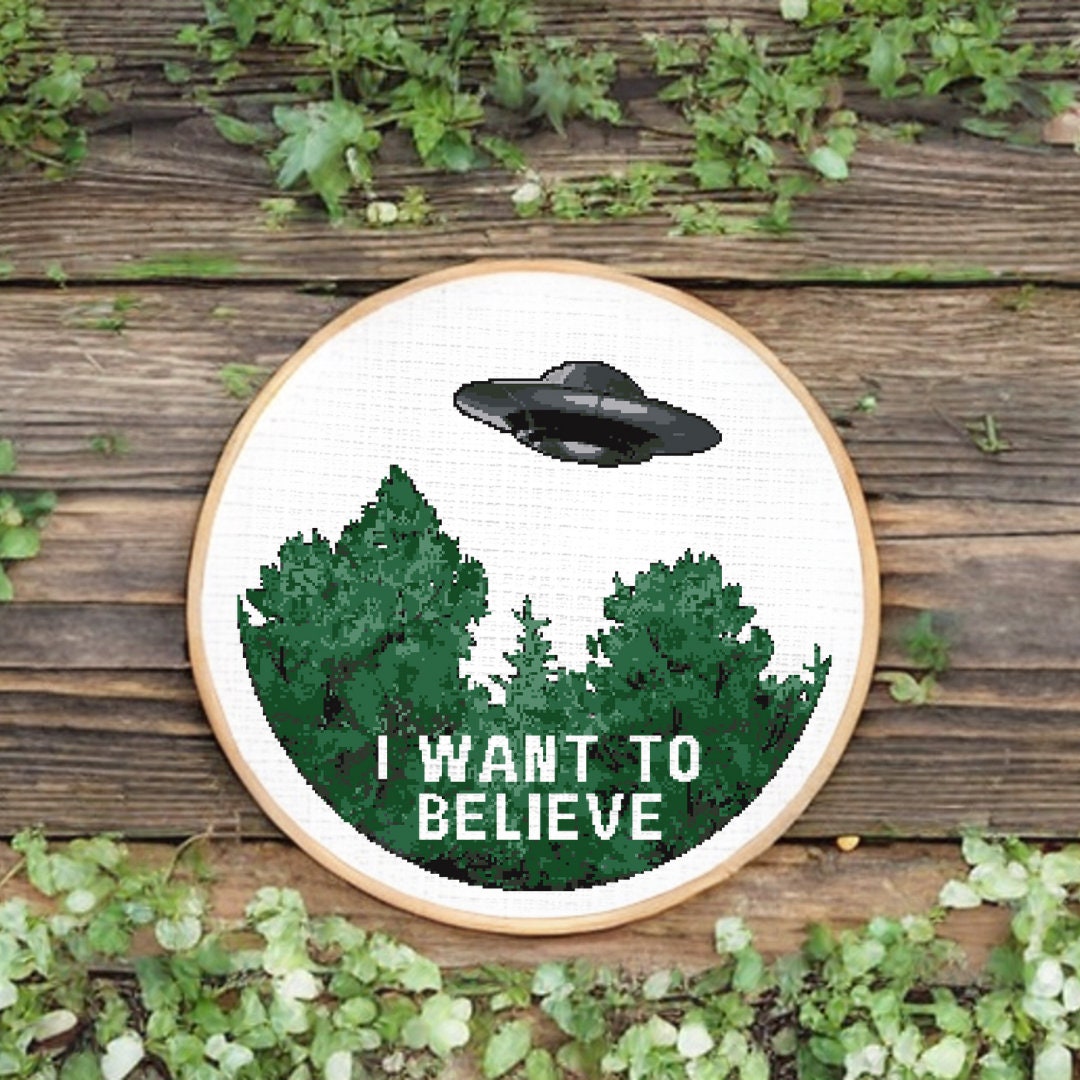 X-files I Want to Believe Cross Stitch Pattern, Aliens, Cryptid - Etsy