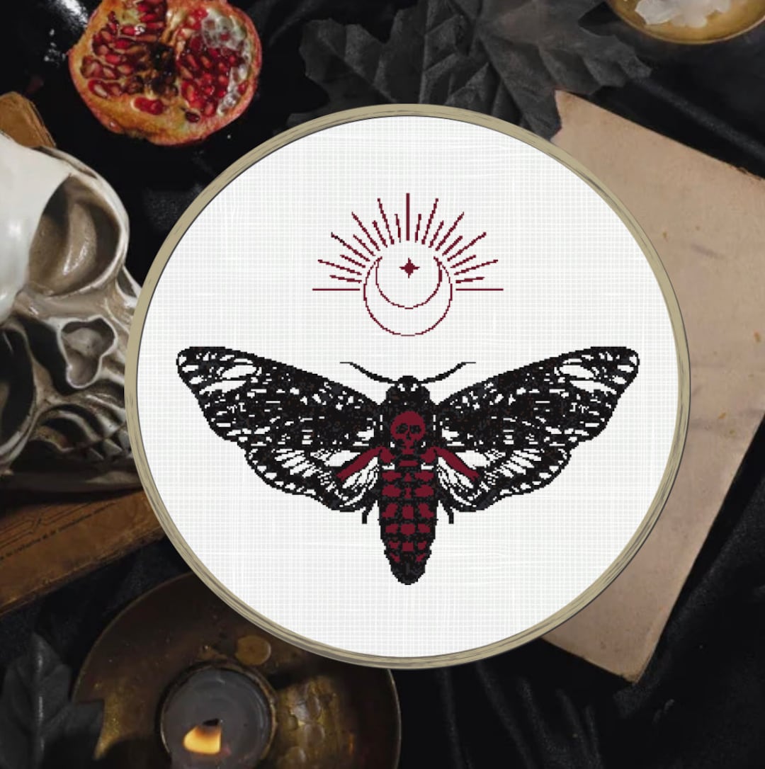 Death Head Moth Cross Stitch Pattern Halloween Spooky - Etsy