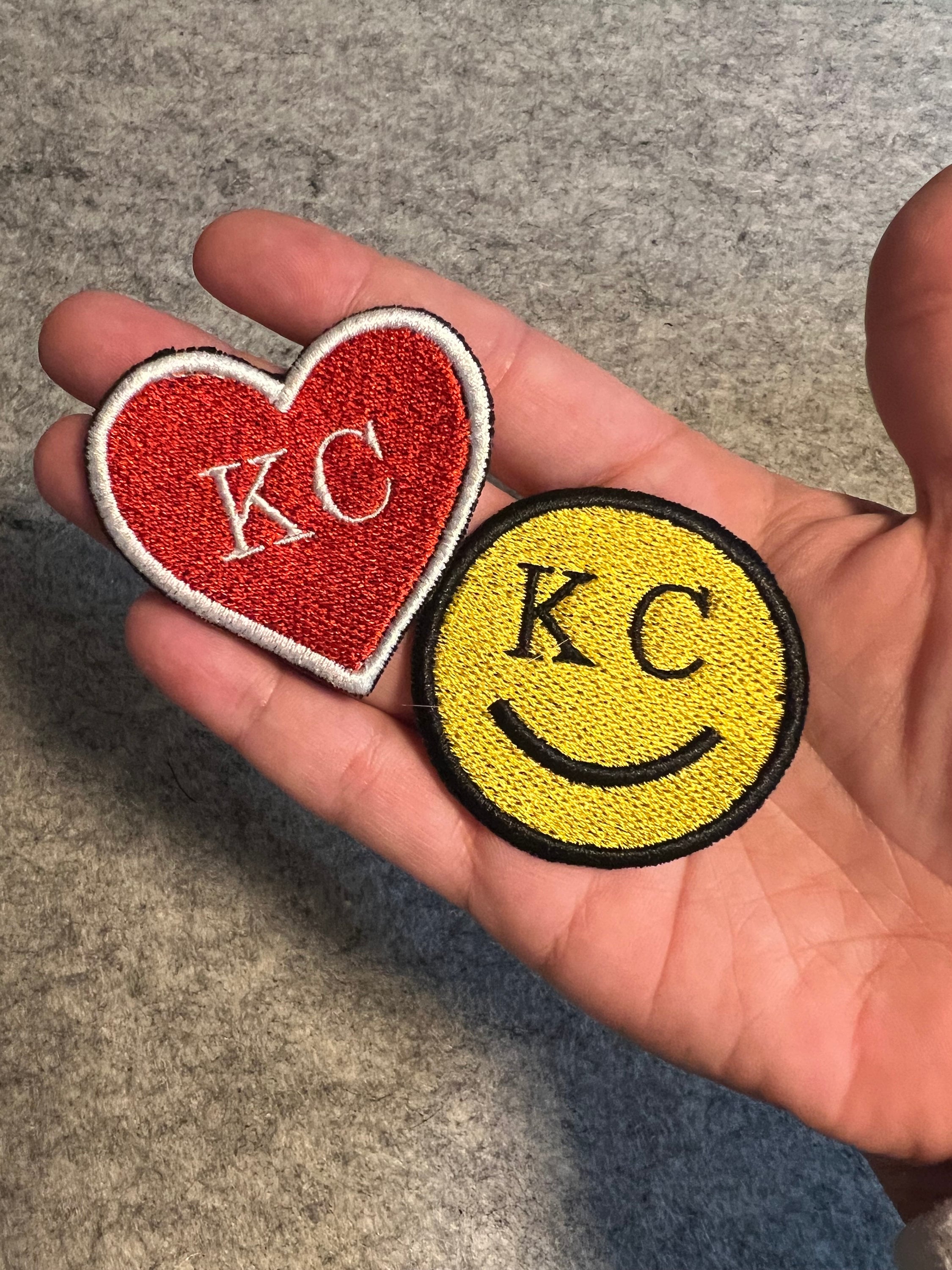 Embroidered Patch KC Heart KC Smiley Face Kansas City Missouri Kansas ...