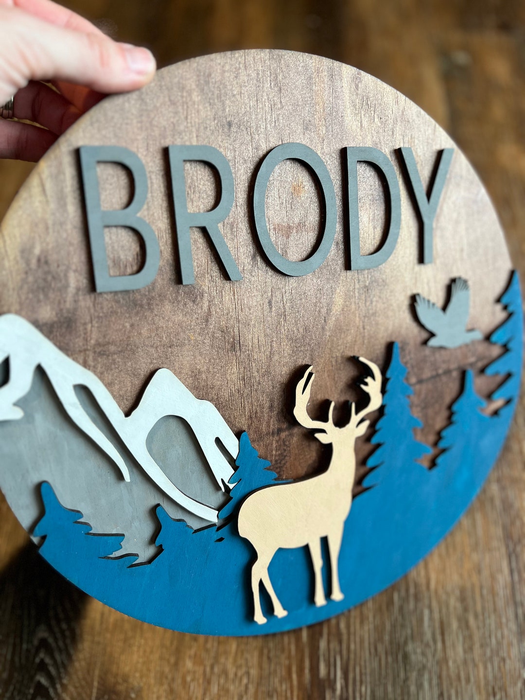 Woodland Nursery Sign, Deer Sign, Woodland Door Sign, Mountains, Custom ...