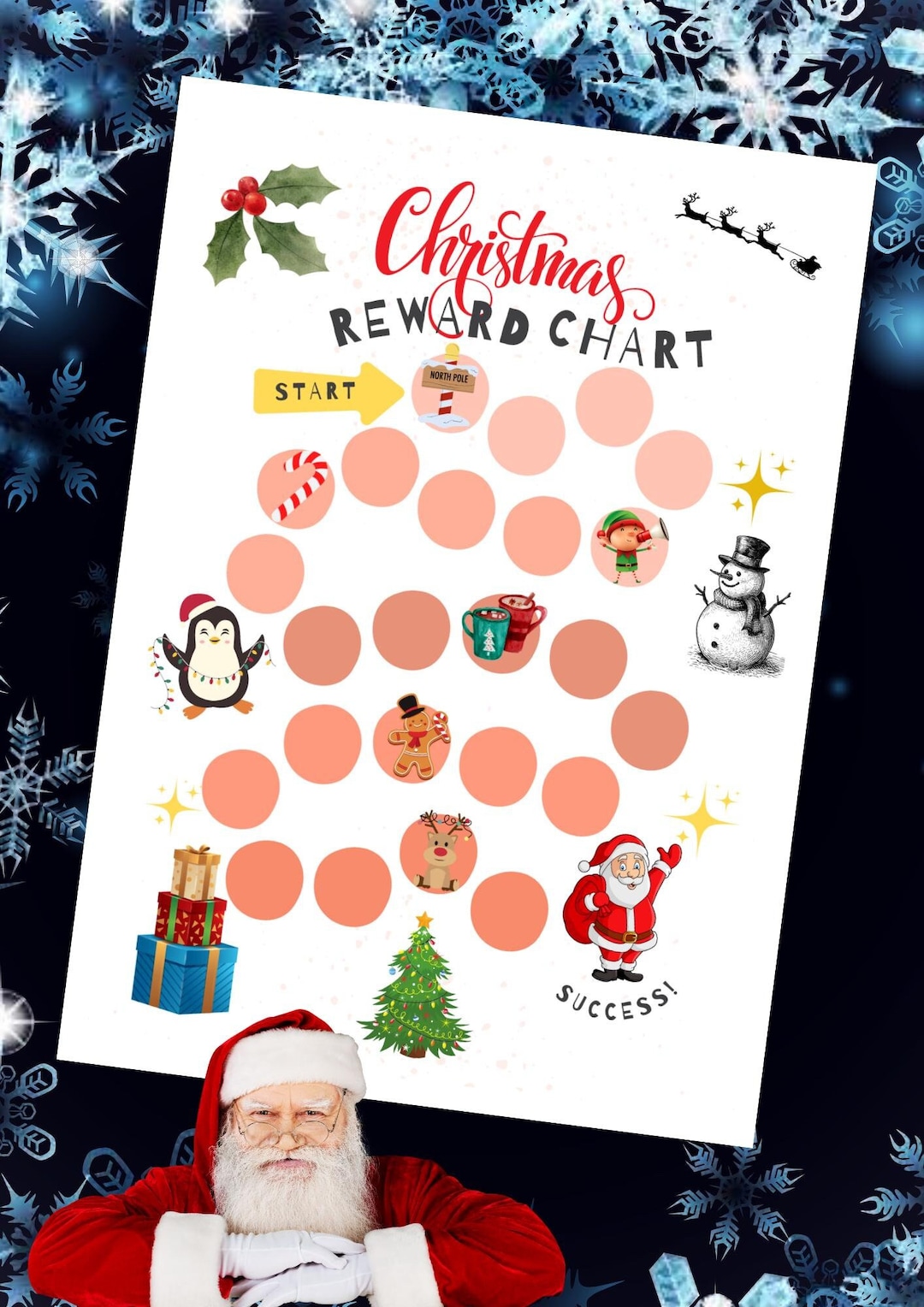 Printable Christmas Reward Chart for Kids Fun A4 Santa Countdown With ...