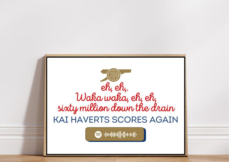 Kai Havertz Arsenal Chant Digital Art - Spotify QR Code to Waka Waka ...