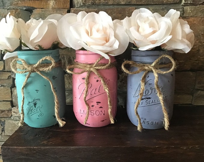 Gender Reveal Mason Jars Pink and Blue Mason Jars Boy or Girl Gender ...