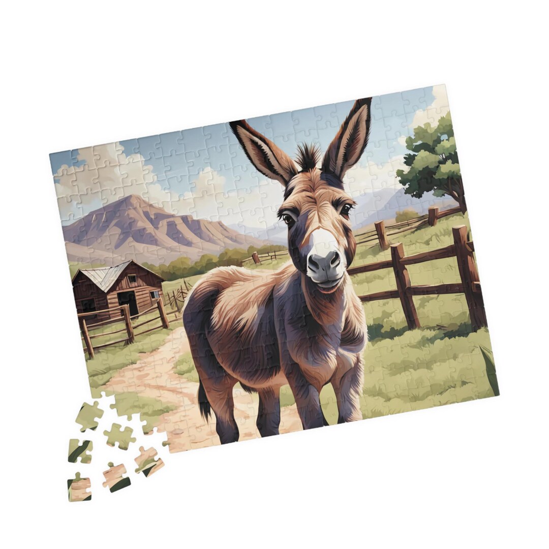 Charming Donkey Puzzle, Fun Family Activity, Eco-friendly Jigsaw, Farm ...